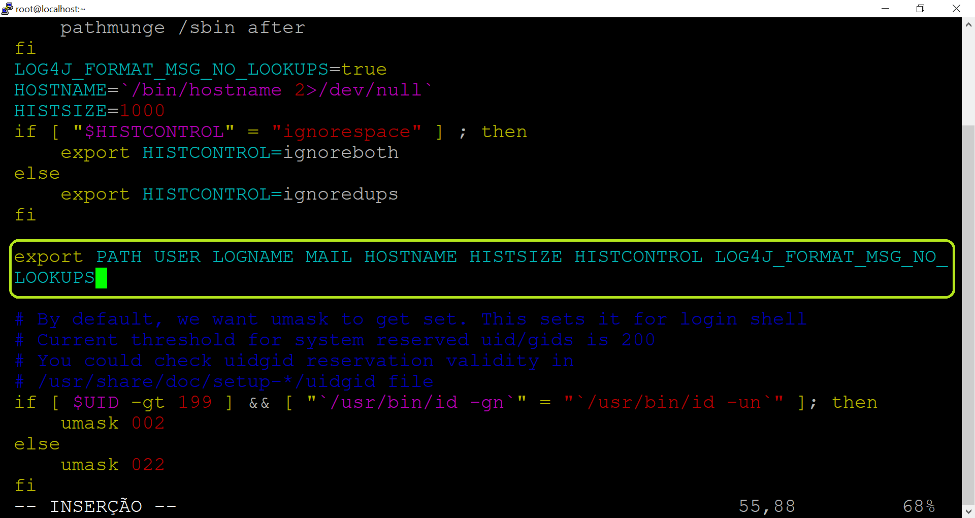 Cadastro da variável de ambiente LOG4J_FORMAT_MSG_NO_LOOKUPS no Linux - Big Retail - Linx Share