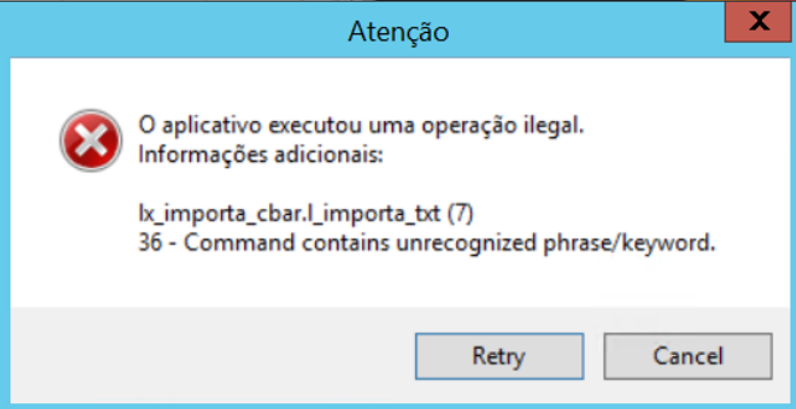 Linx ERP - Erro ao importar arquivo na tela "100101SPK" - Shopping - Linx UX - Linx Share