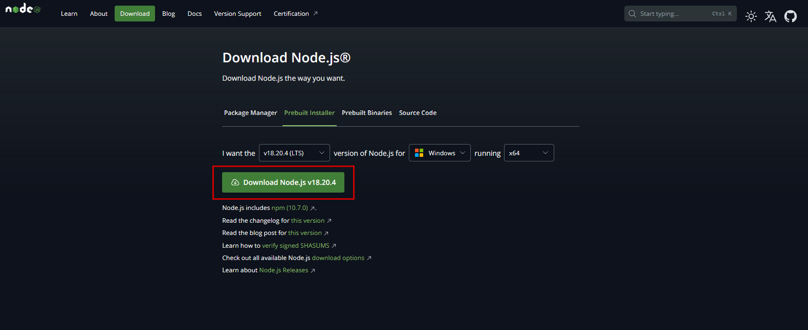 Bridge - Pre-requisito - Instalación Node JS sobre Windows - Napse - Linx Share