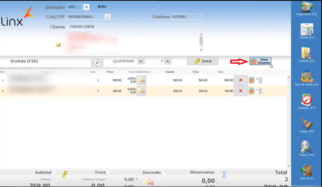 Linx POS - Emissão de ticket presente - Shopping - Linx - Linx Share