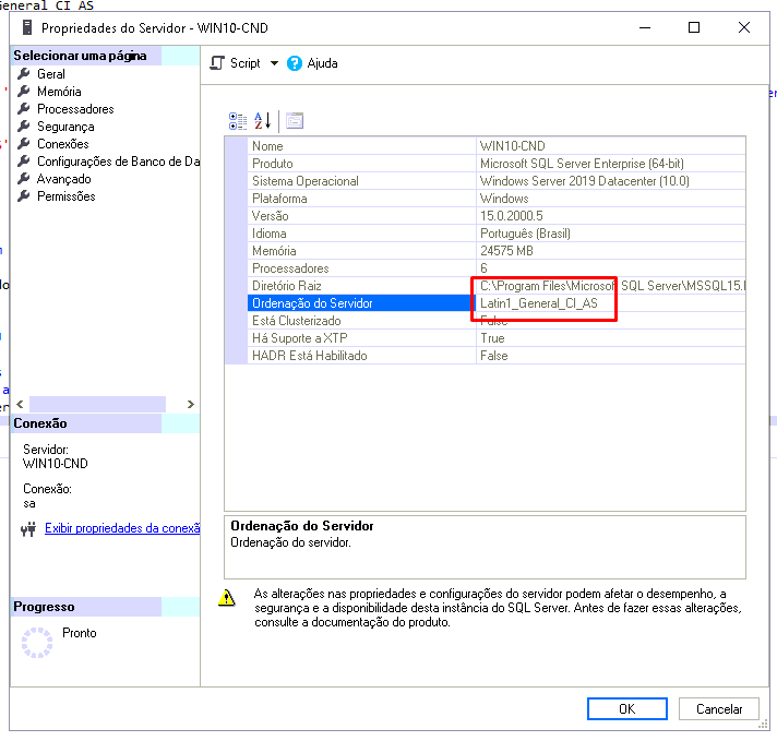Ajustar o Collate (ordenação) no banco de dados SQL Server - Millennium ...