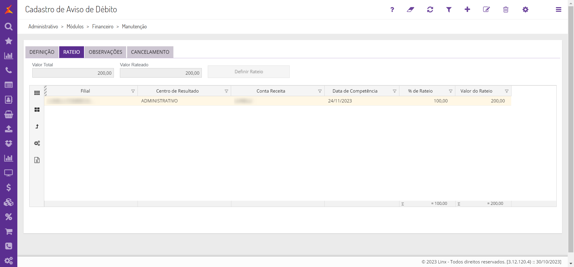 Linx UX - Cadastro - Como realizar Cadastro de Aviso de Débito ... Linx UX - Cadastro - Como realizar Cadastro de Aviso de Débito ...